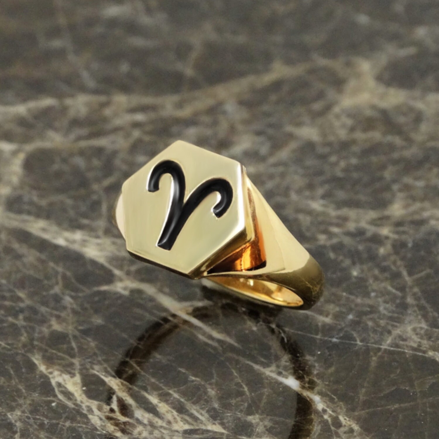 14K Yellow or White Gold Aries Zodiac Sign Womens Ring - Etsy
