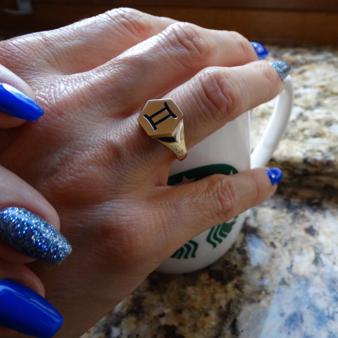 Gemini Sign 14K Gold Women's Ring Solid 14k Gold - Etsy