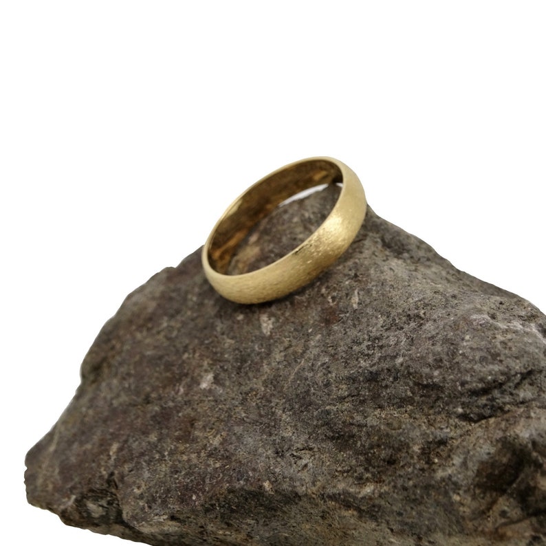 14K Gold Wedding Matte Finish Ring, Classic Wide 4 Mm Band in 14K ...