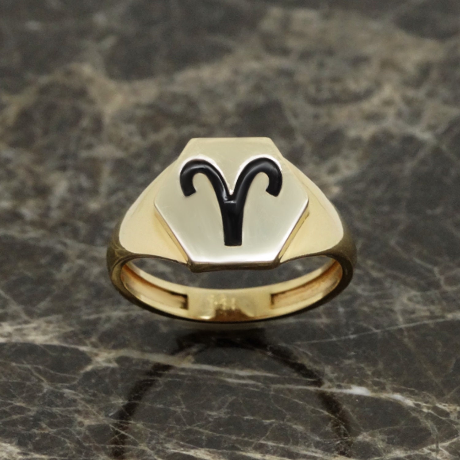 14K Yellow or White Gold Aries Zodiac Sign Womens Ring - Etsy