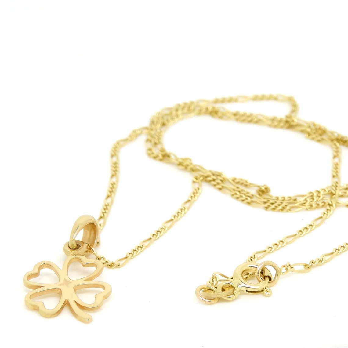 Gold 14K Four Leaf Clover Womens Necklace, 14k Solid Yellow Gold ...