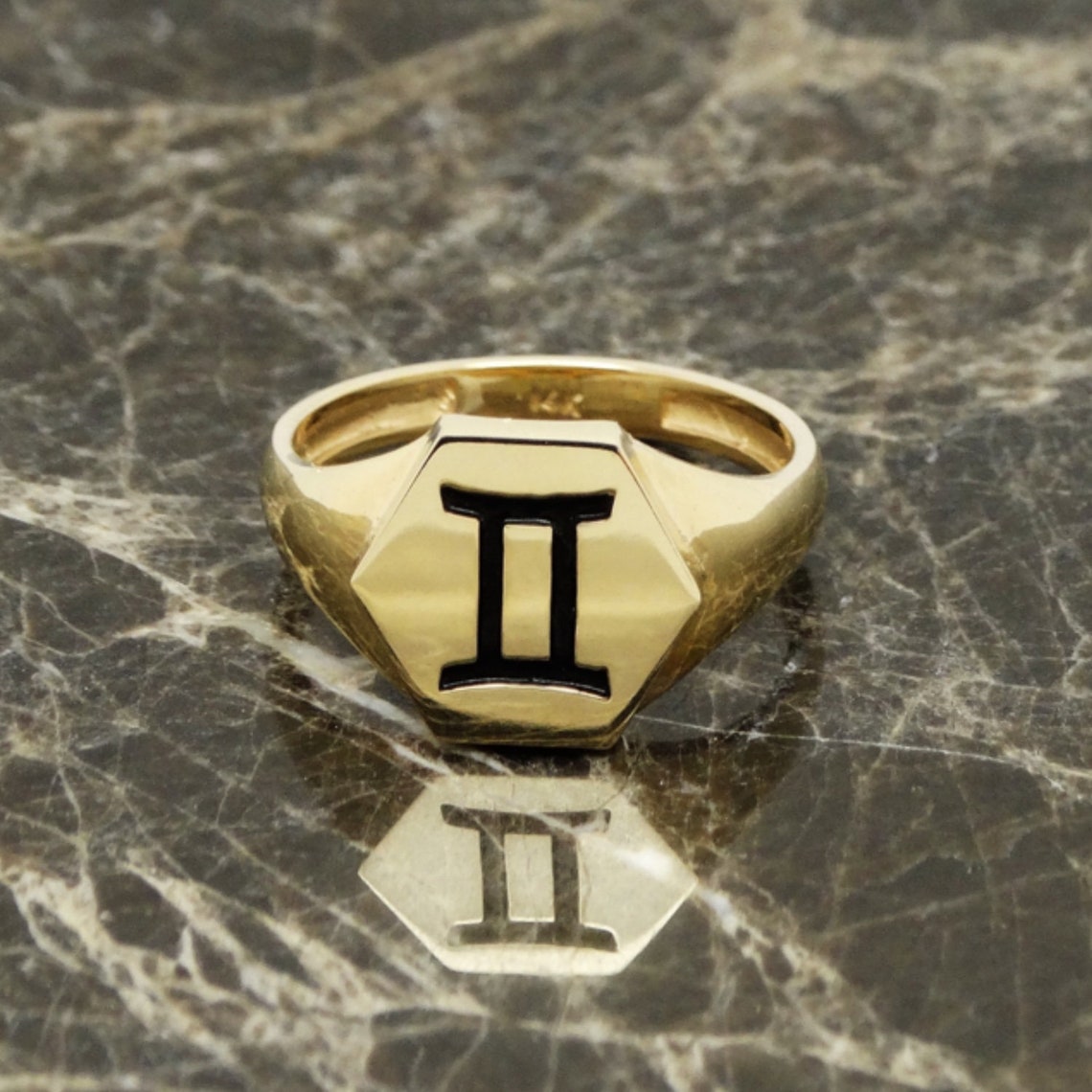 Gemini Sign 14K Gold Women's Ring Solid 14k Gold - Etsy