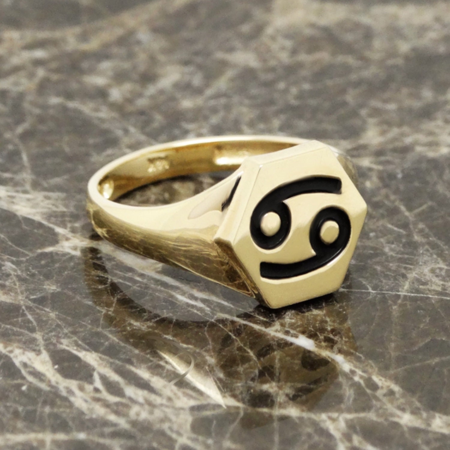 Cancer 14K Gold Zodiac Women's Ring, Horoscope Gold 14ct Womens Jewelry ...