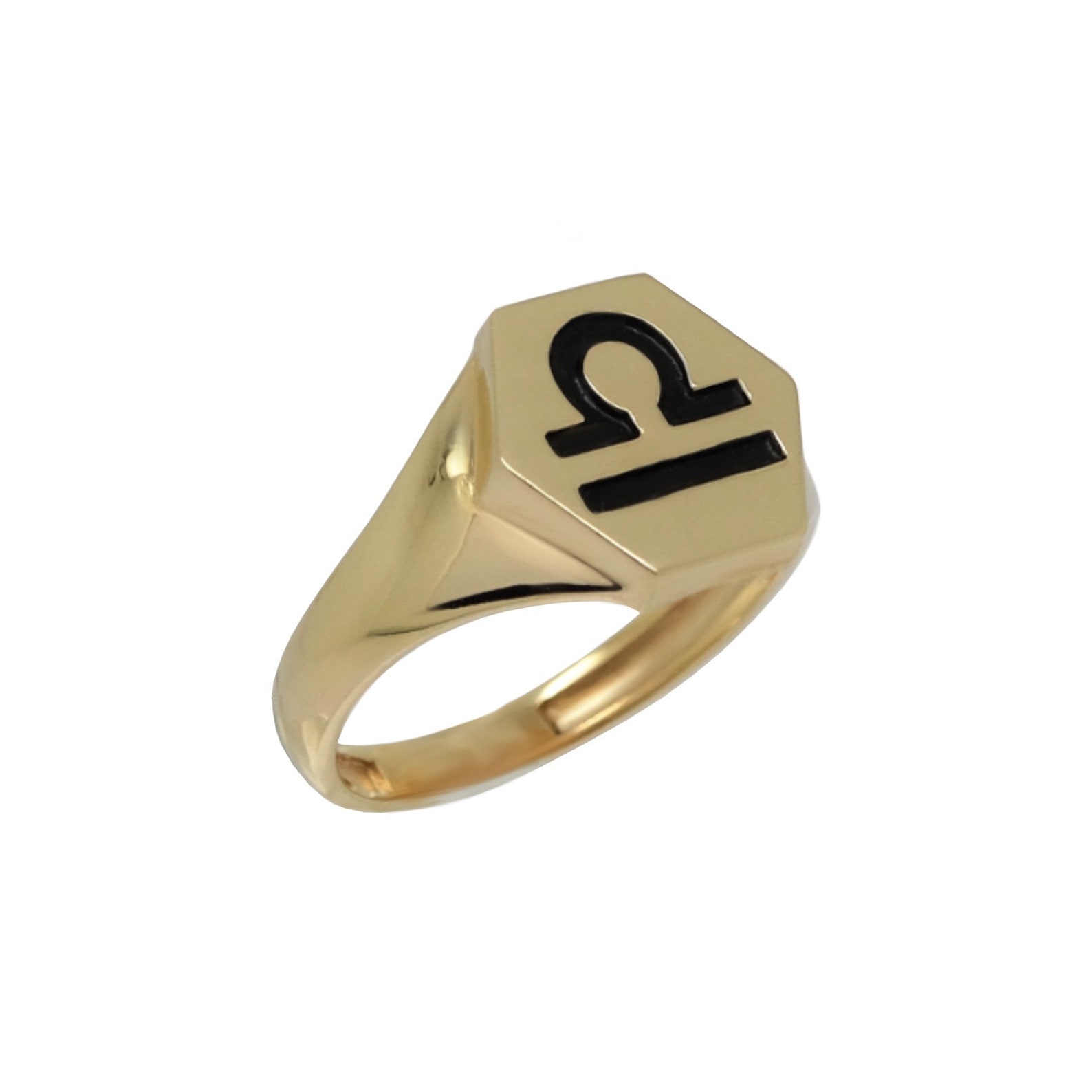 Libra Zodiac Sign 14K Gold Womens Ring, Solid 14k Gold Horoscope Girl ...
