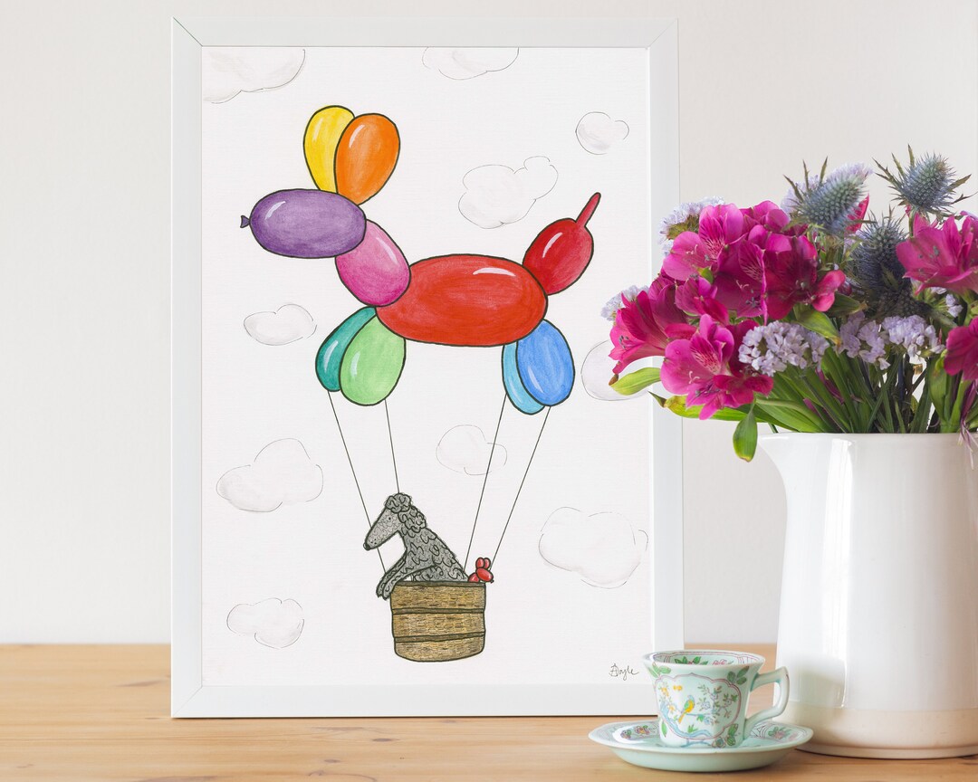 Hot Dog Balloon - Funny Dog Giclee Art Print - Poodle and Balloon Dog ...