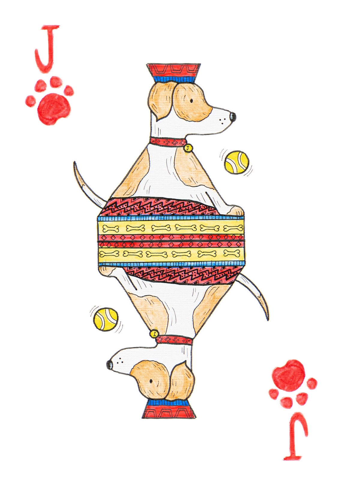 Dog Playing Card Art Print A5 - JACK Russel - Cavalier KING Charles ...