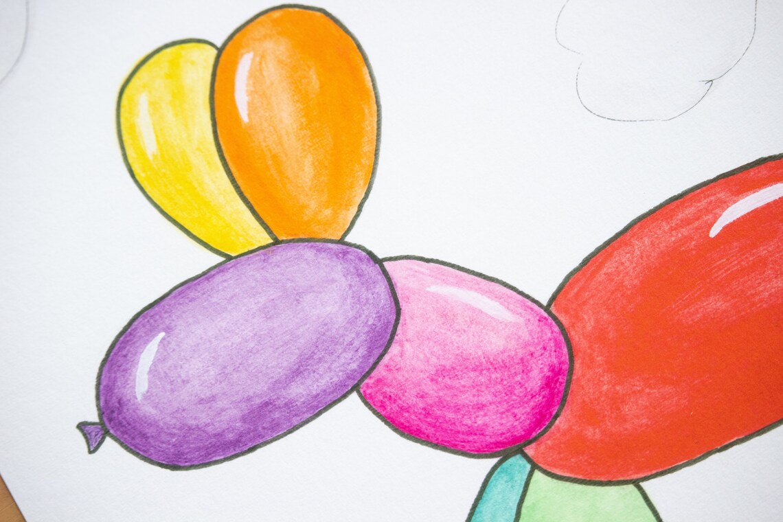 Hot Dog Balloon Funny Dog Giclee Art Print Poodle and Balloon Dog A4 A3 ...