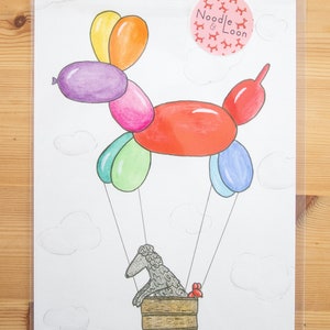 Hot Dog Balloon - Funny Dog Giclee Art Print - Poodle and Balloon Dog ...