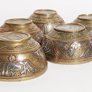 Islamic Urdu Cups, 5 Embossed Antique Bowls, Persian Brass, Copper ...
