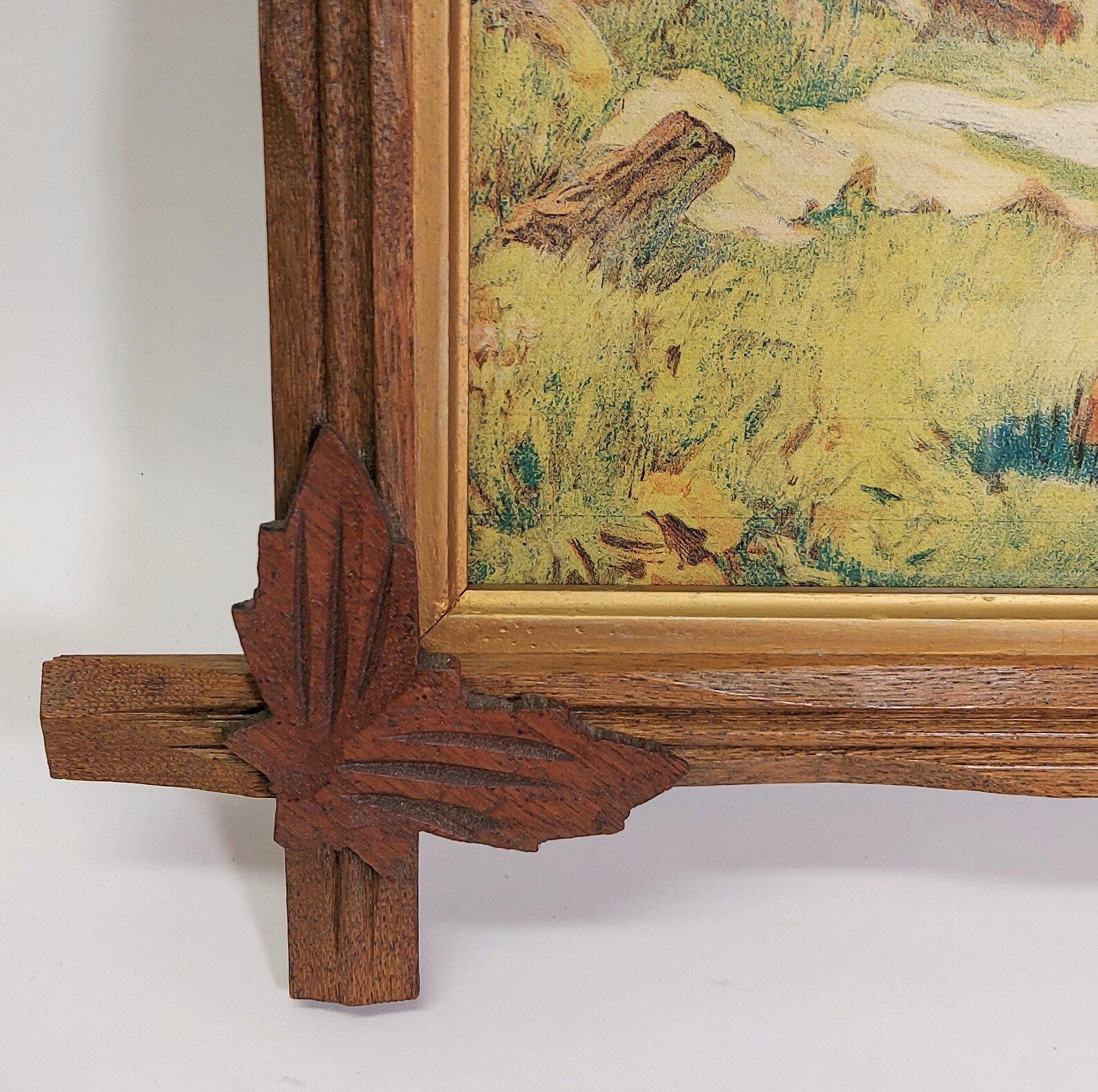 Adirondack Frame With Print Vintage Carved Leaves Folk Art | Etsy