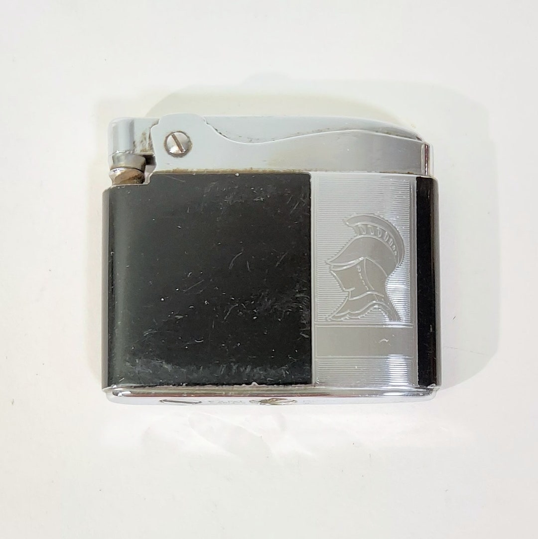 Vintage Ronson Lighter Adonis Knight Black and Silver - Etsy