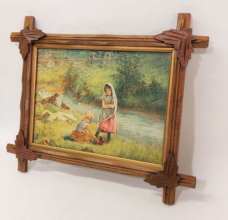 Adirondack Frame With Print Vintage Carved Leaves Folk Art | Etsy