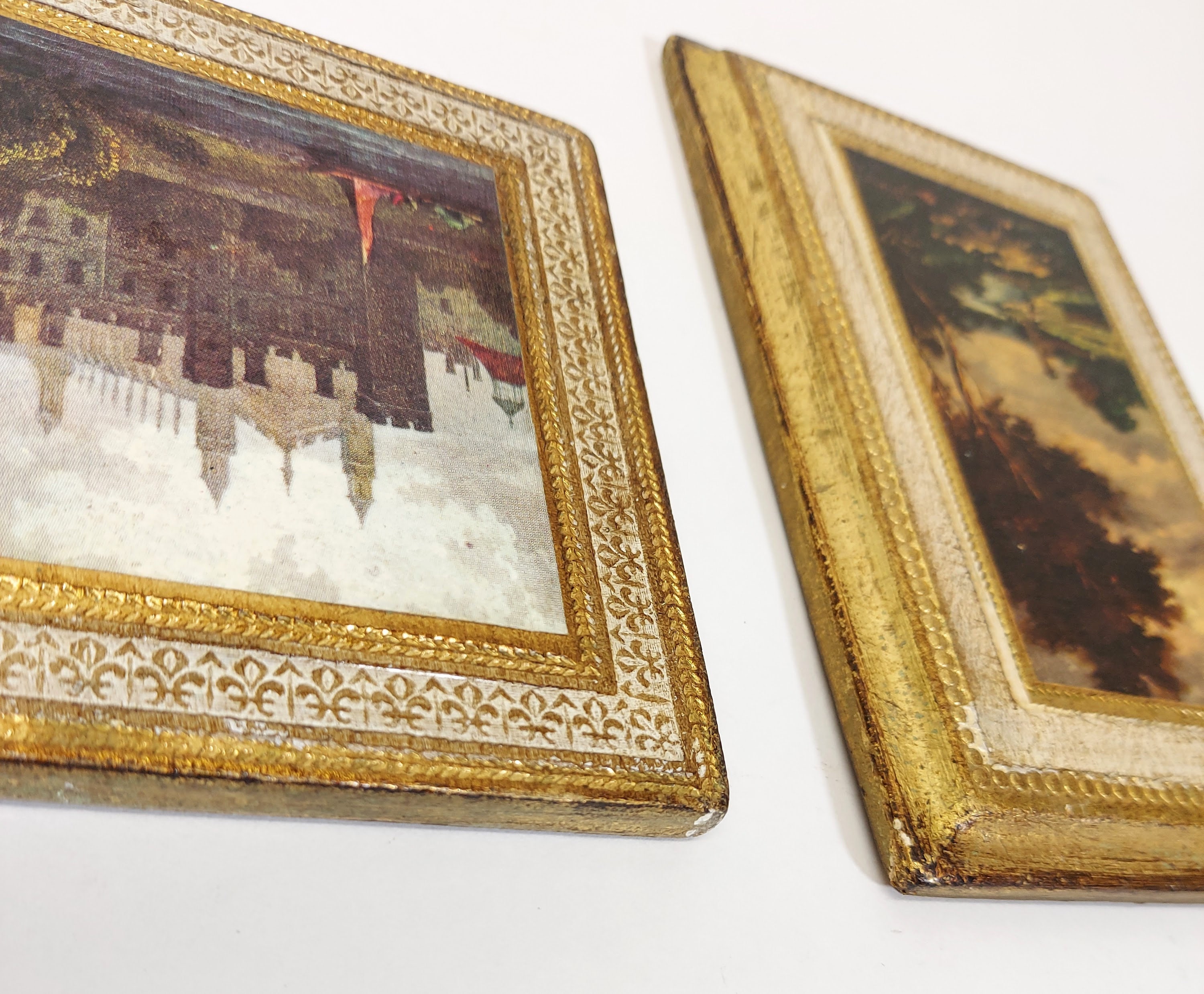 Italian Plaques Pair Scenes Made in Italy Florentine | Etsy