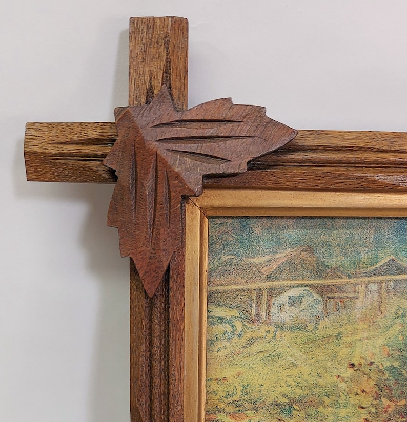 Adirondack Frame With Print Vintage Carved Leaves Folk Art | Etsy