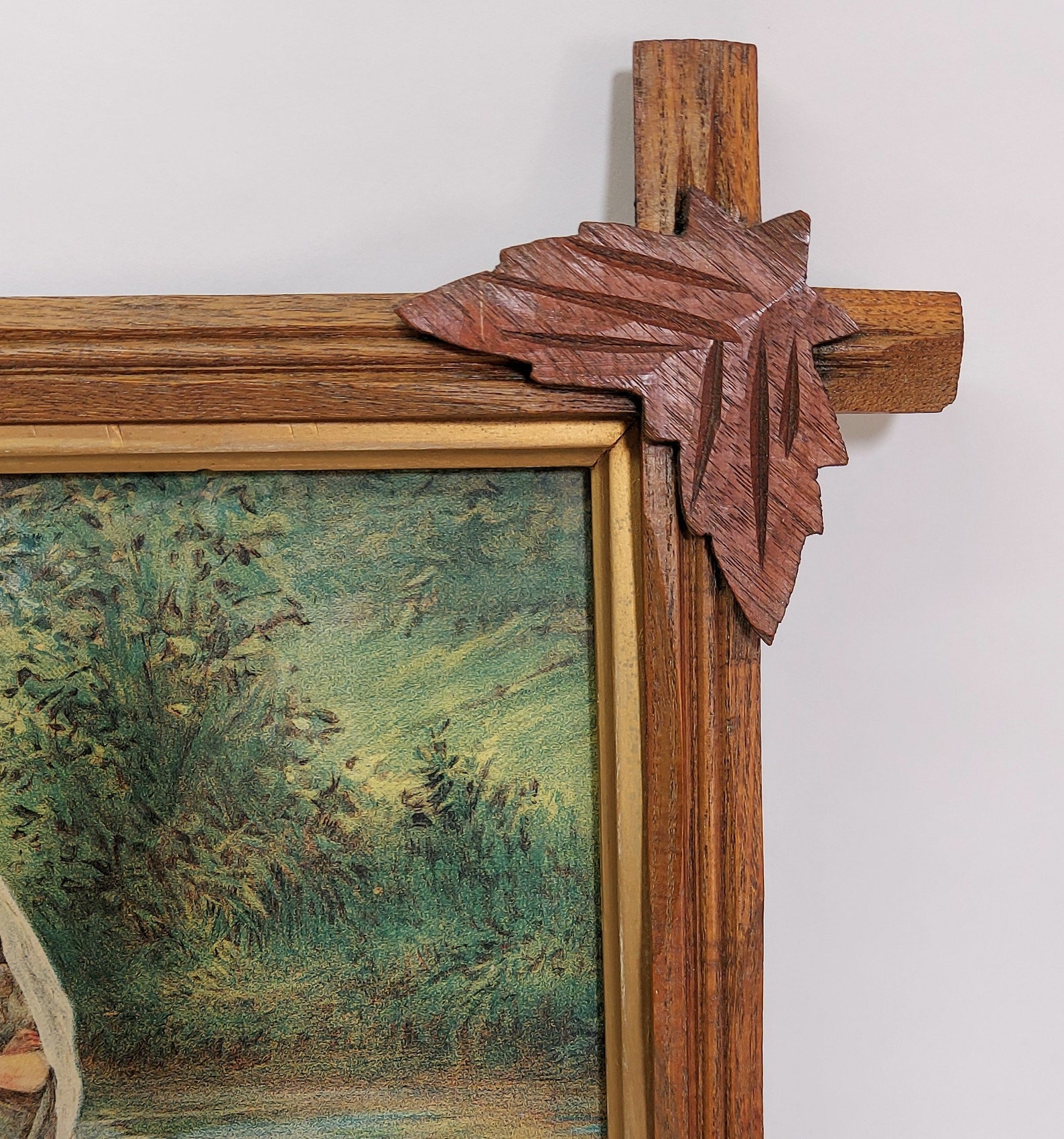 Adirondack Frame With Print Vintage Carved Leaves Folk Art | Etsy