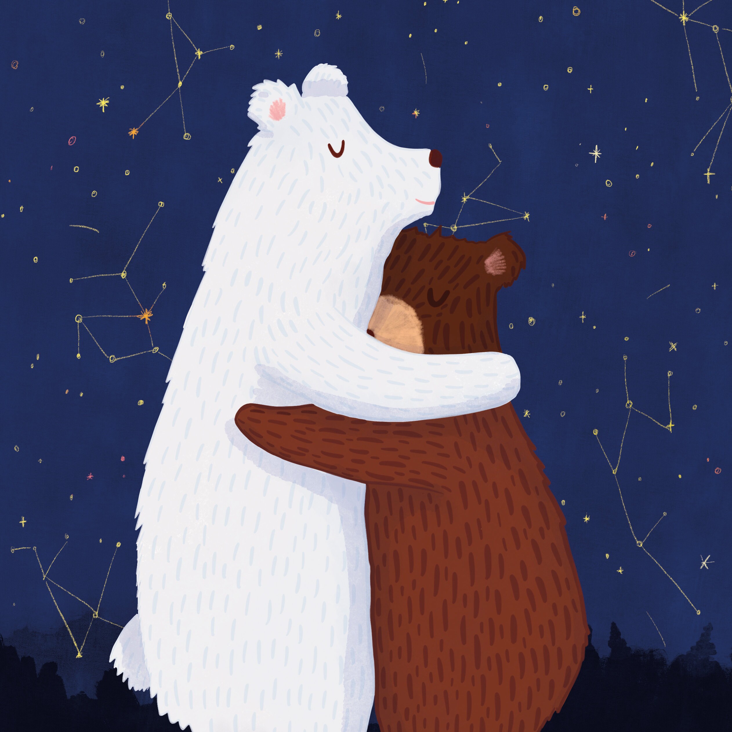 Bear Hug Print Illustration for Kid's Room Boys and - Etsy