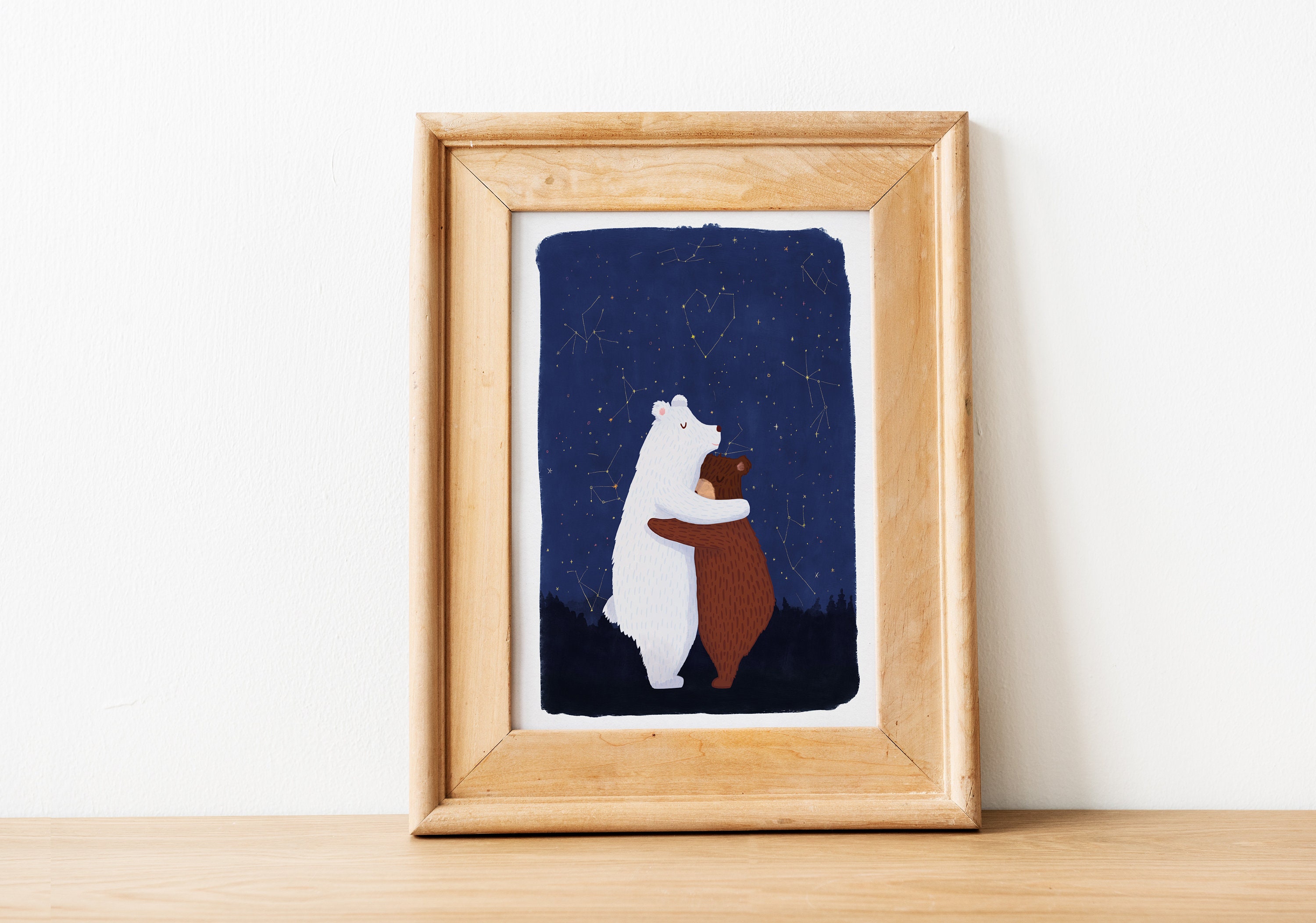 Bear Hug Print Illustration for Kid's Room Boys and - Etsy