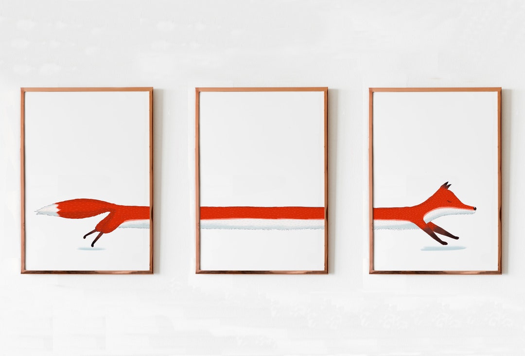Print Set of 3 - FOX - Illustration A4 for Kid's Room Boys or Girls ...