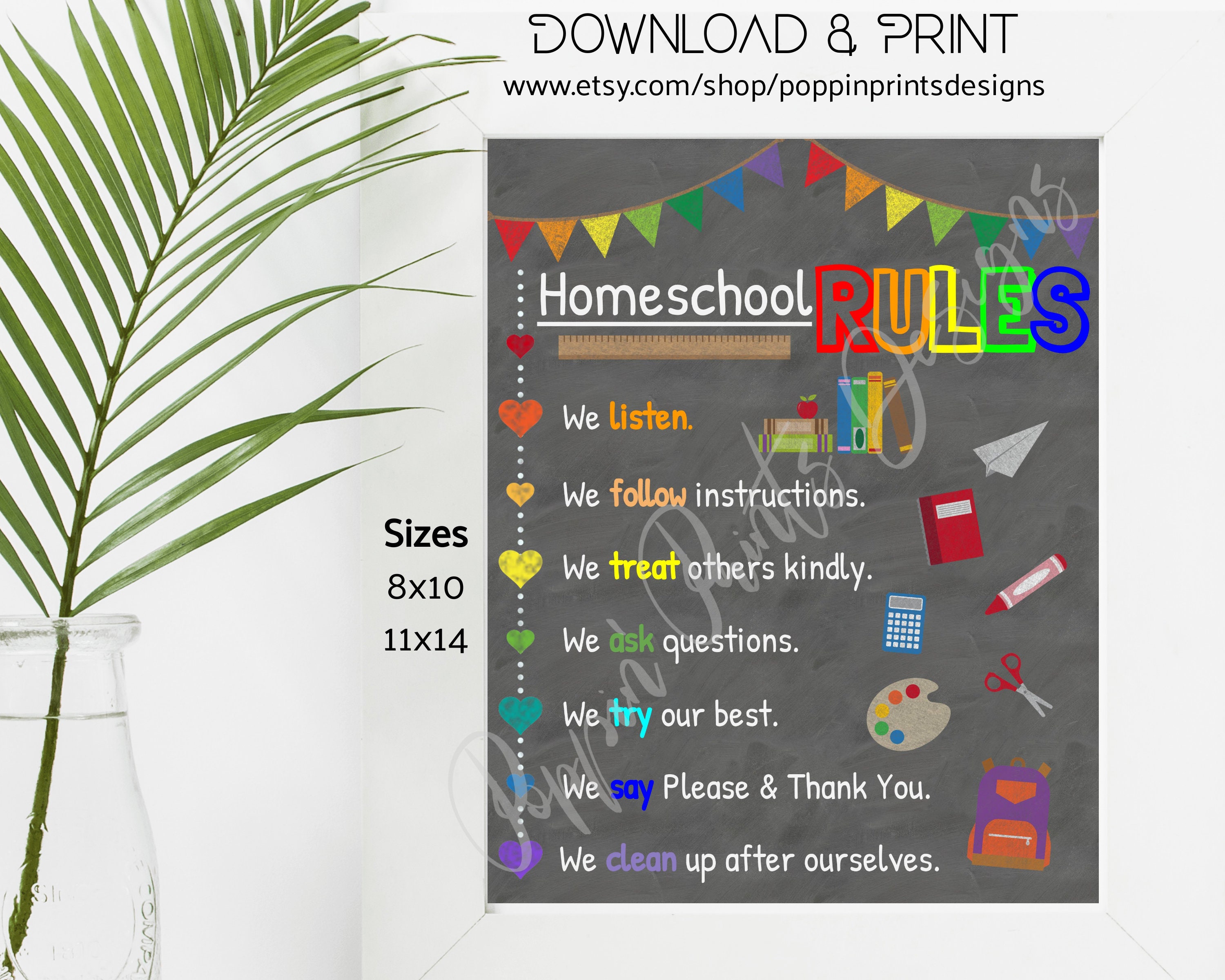 Homeschool Rules Wall Art Printable Homeschool Poster | Etsy