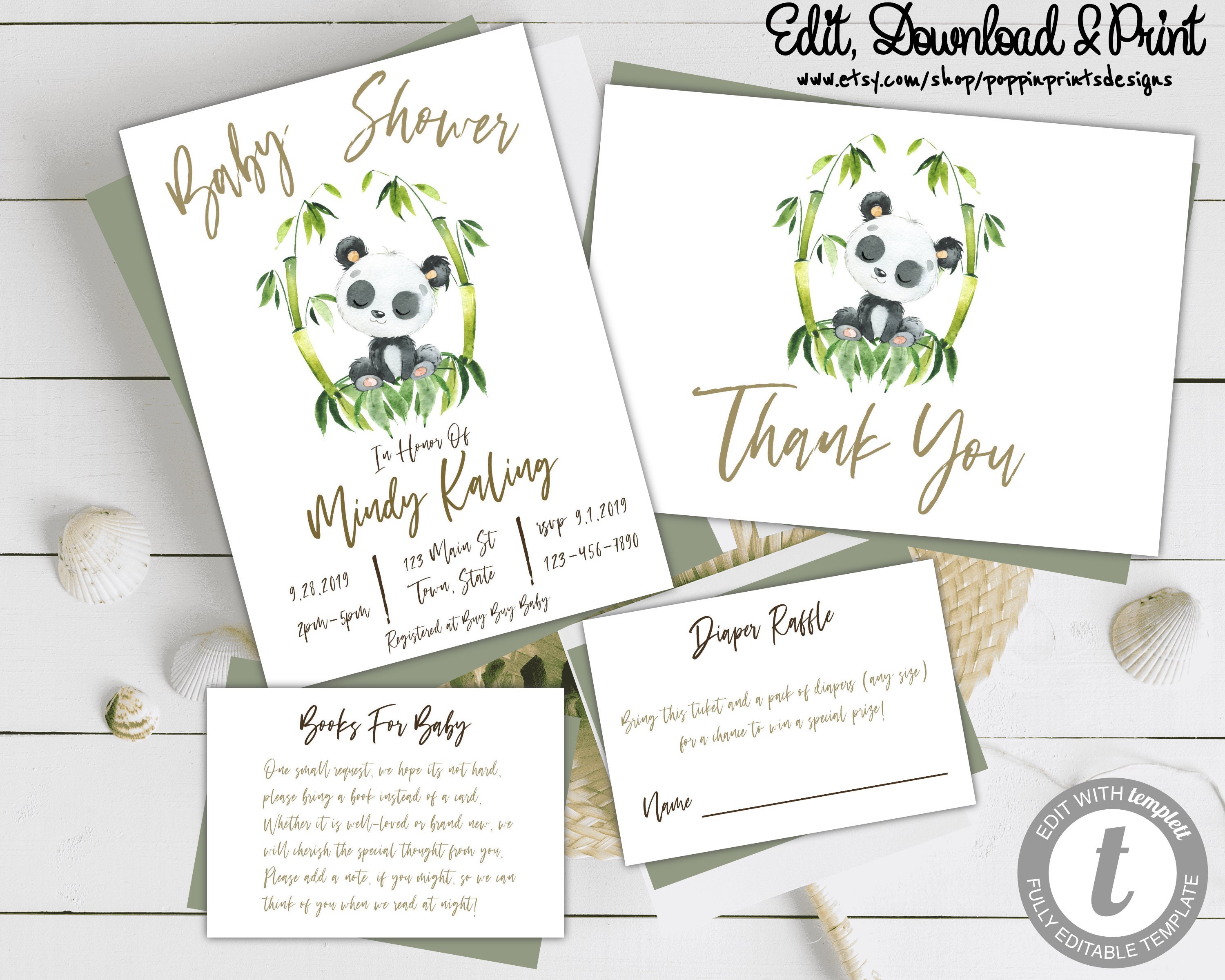 Paper & Party Supplies Diaper Raffle bundle Simple Watercolor Invite ...