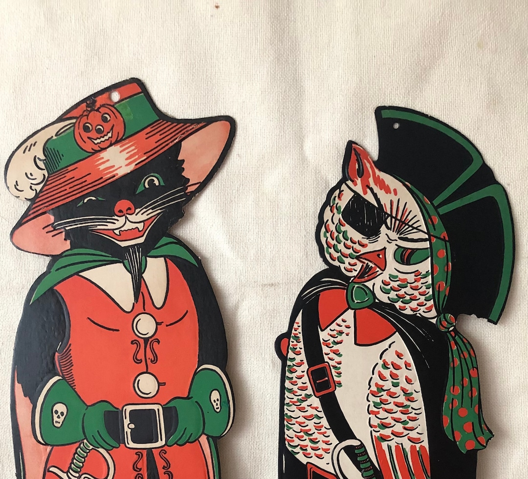 Pair of Vintage Beistle Halloween Character Decorations - Etsy