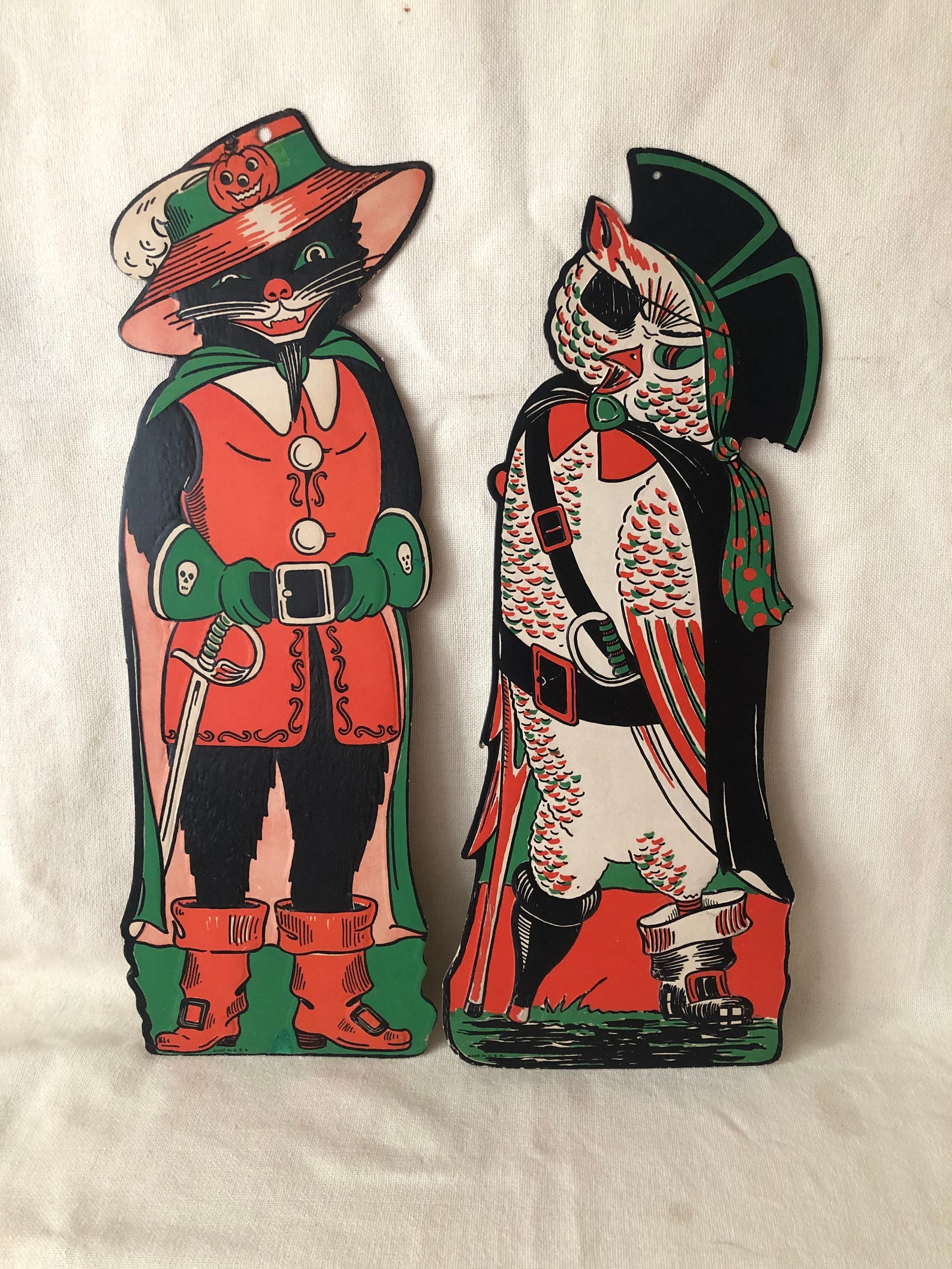 Pair of Vintage Beistle Halloween Character Decorations - Etsy