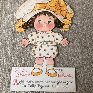 Antique polly Pig-tail Valentine Card by M.G. Hays - Etsy