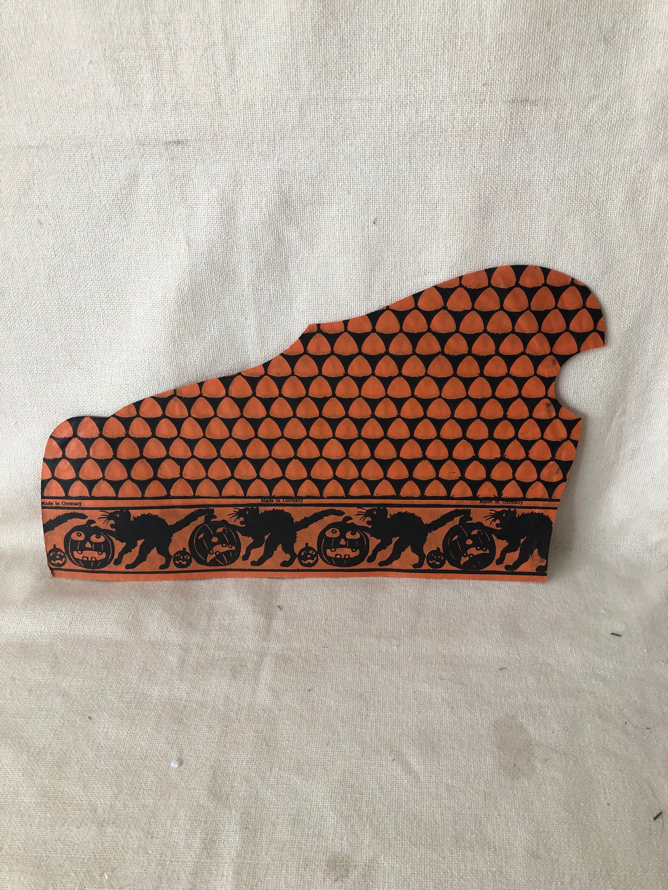 Antique German Halloween Tissue Paper Cap Wit Cats and Jack O Lanterns ...