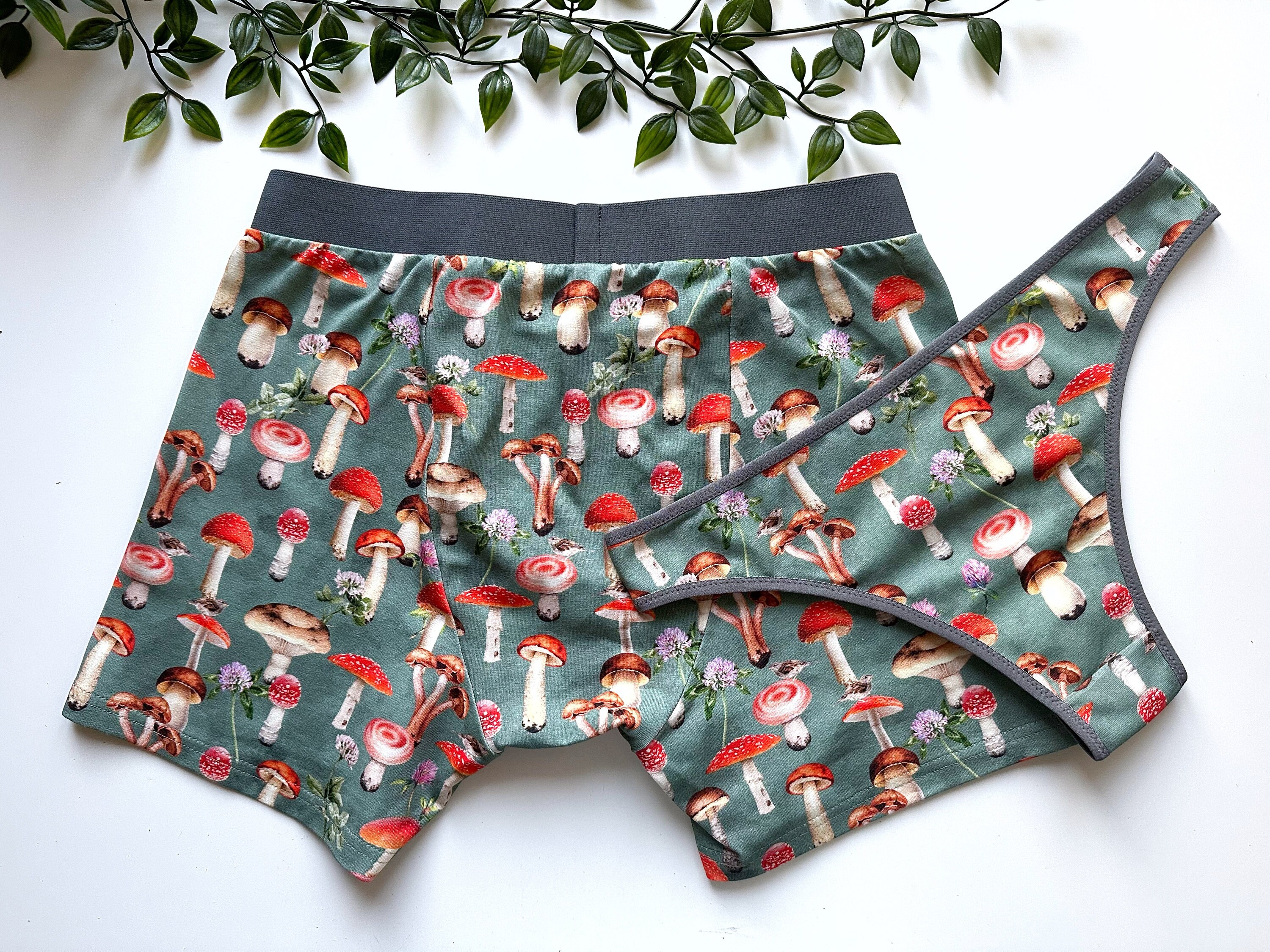 Mushroom Briefs for the Couple Matching Cotton Underwear for - Etsy