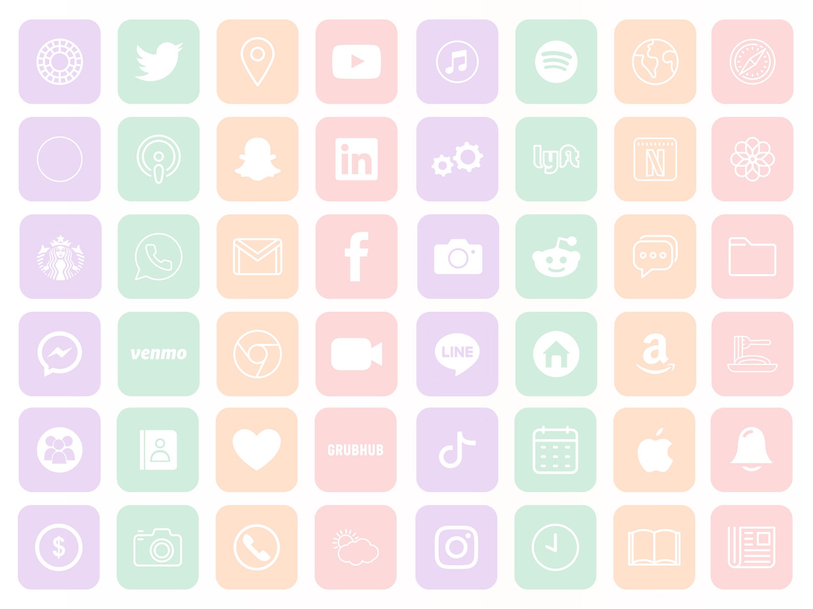 Pastel Ios Icons Pack 60 Icons | iPhone Ios 14 App Icons | Pastel ...