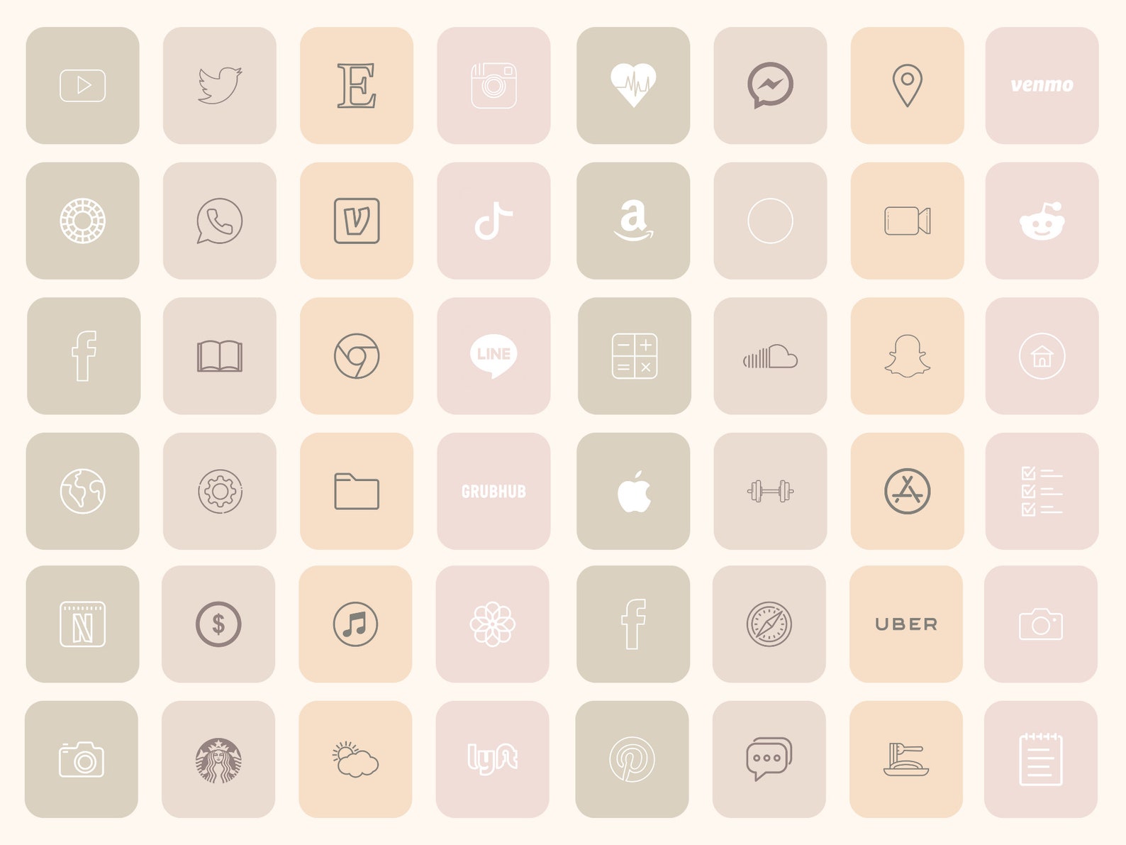 Earthy Aesthetic Neutral Colors 60 Icons Bundle | iPhone Ios 14 App ...