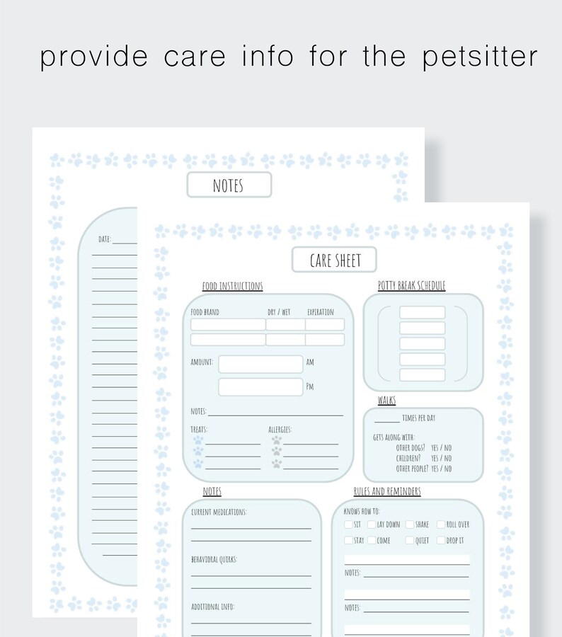 Printable Pet Care Planner Pet Records Binder, Pet Medication Log, Vet ...