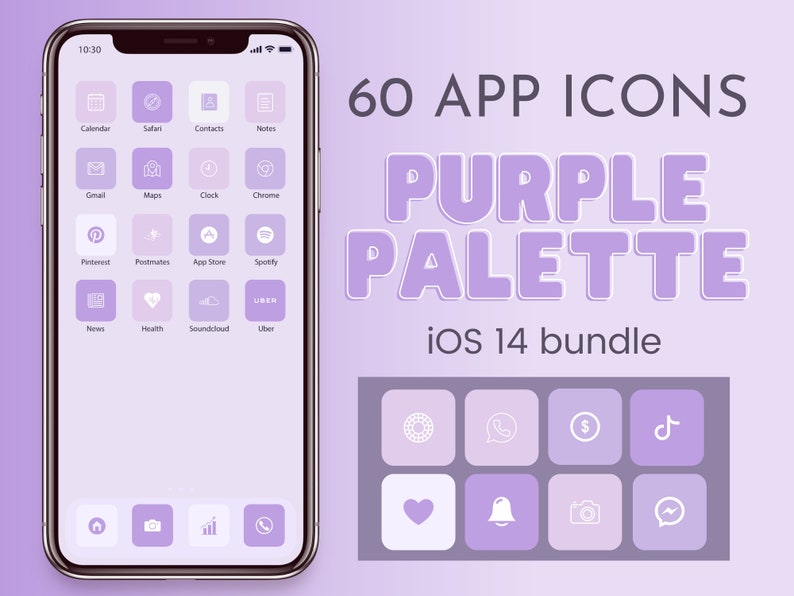Purple Lovers Ios Icons Pack 60 Icons iPhone Ios 14 App Icons Purple ...