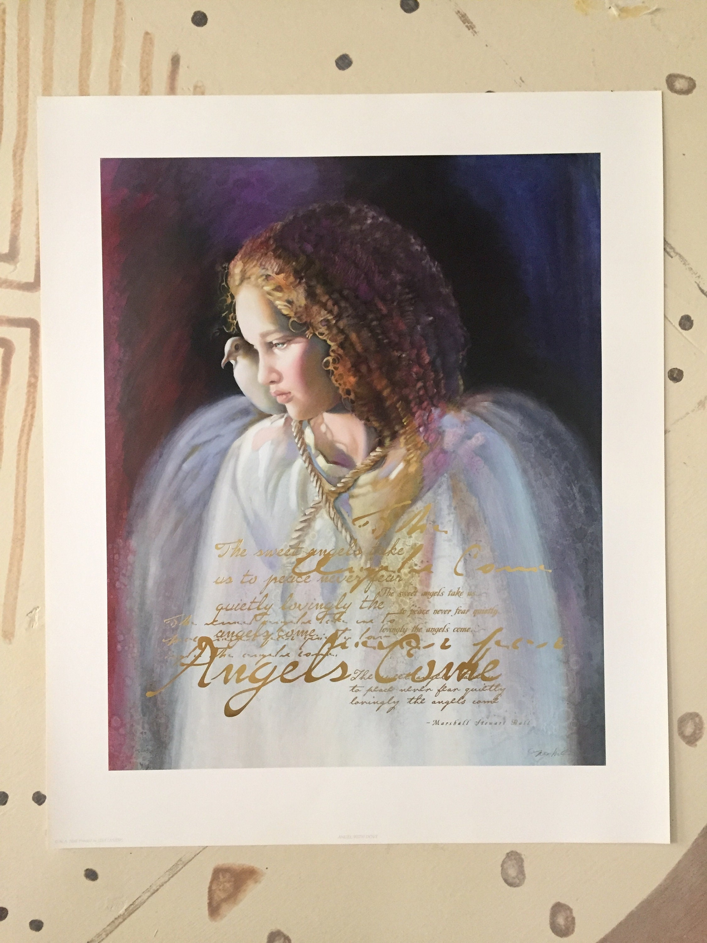 ANGEL WITH DOVE - Vintage Nancy Noel Art Print - 20"h X 16"w - Etsy