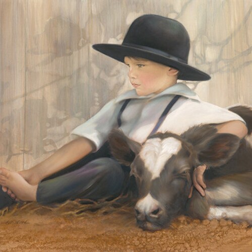Emma Oil Painting Nancy Noel Art Print Amish Art Paper or - Etsy
