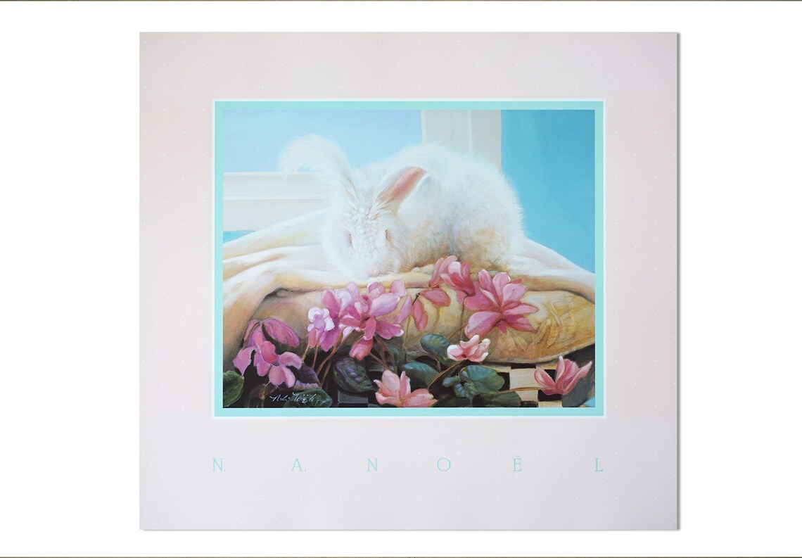 BUNNY - Vintage Nancy Noel Art Print, French Country, Cute Painting ...