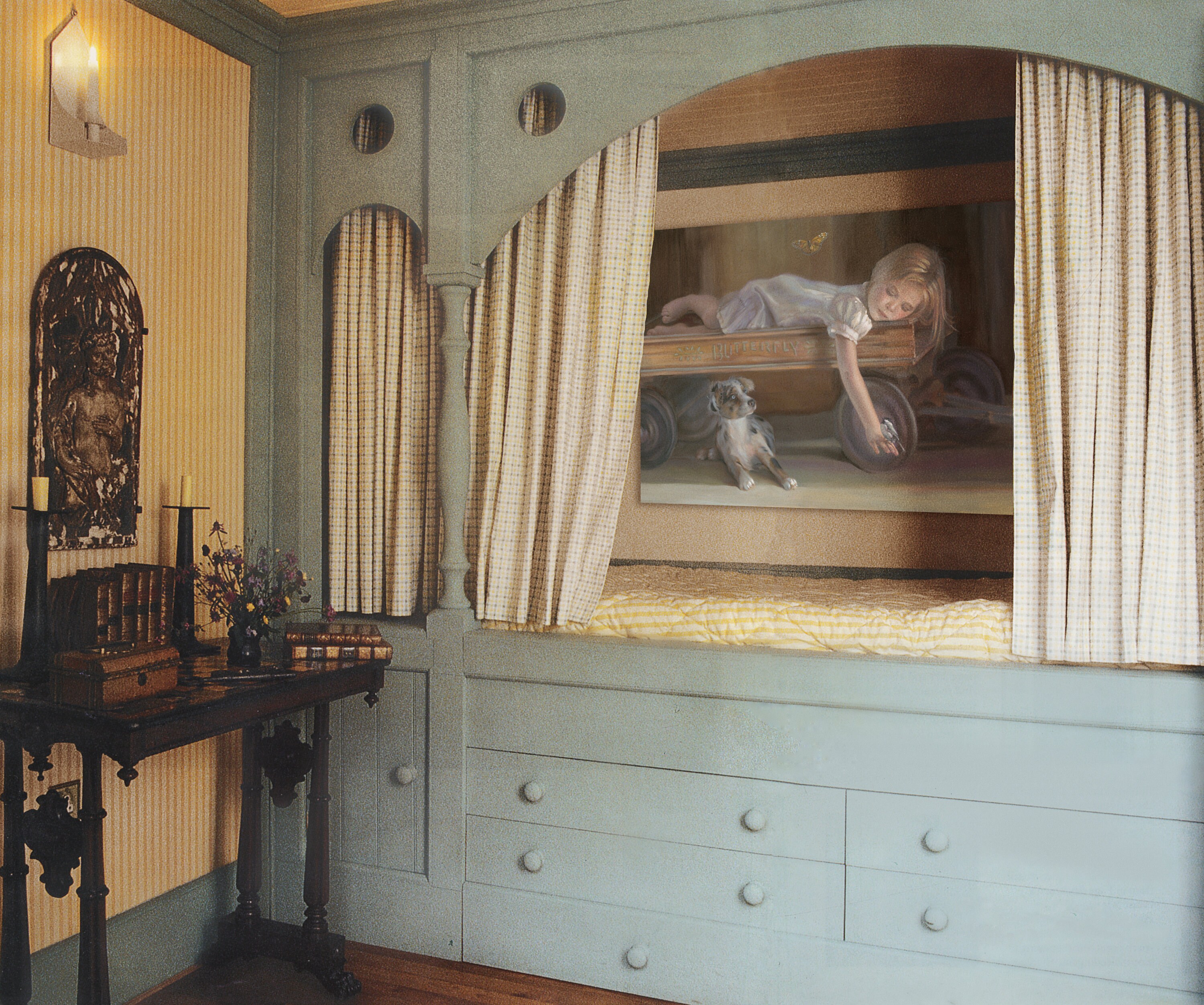 Bird and Butterfly - Oil Painting, Nancy Noel Art Print, Child Portrait ...