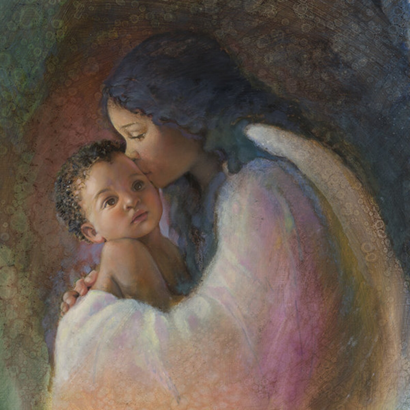 The Kiss - Oil Painting, Nancy Noel Art Print, Angel Art, Paper or ...