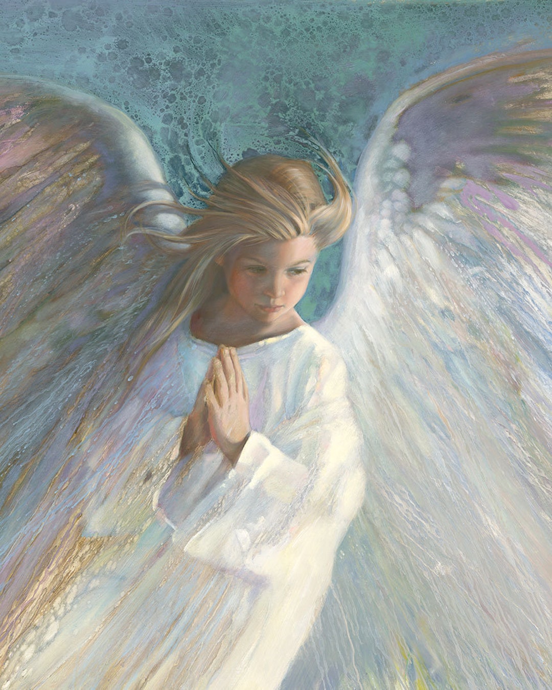 Angel in White - Oil Painting, Nancy Noel Art Print, Angel Art, Paper ...