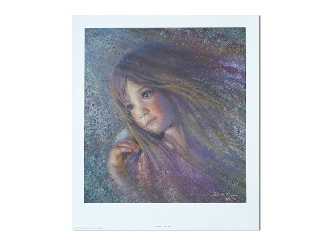 ANGEL With DARK EYES - Vintage Nancy Noel Art Print - 13"h X 12"w - Etsy