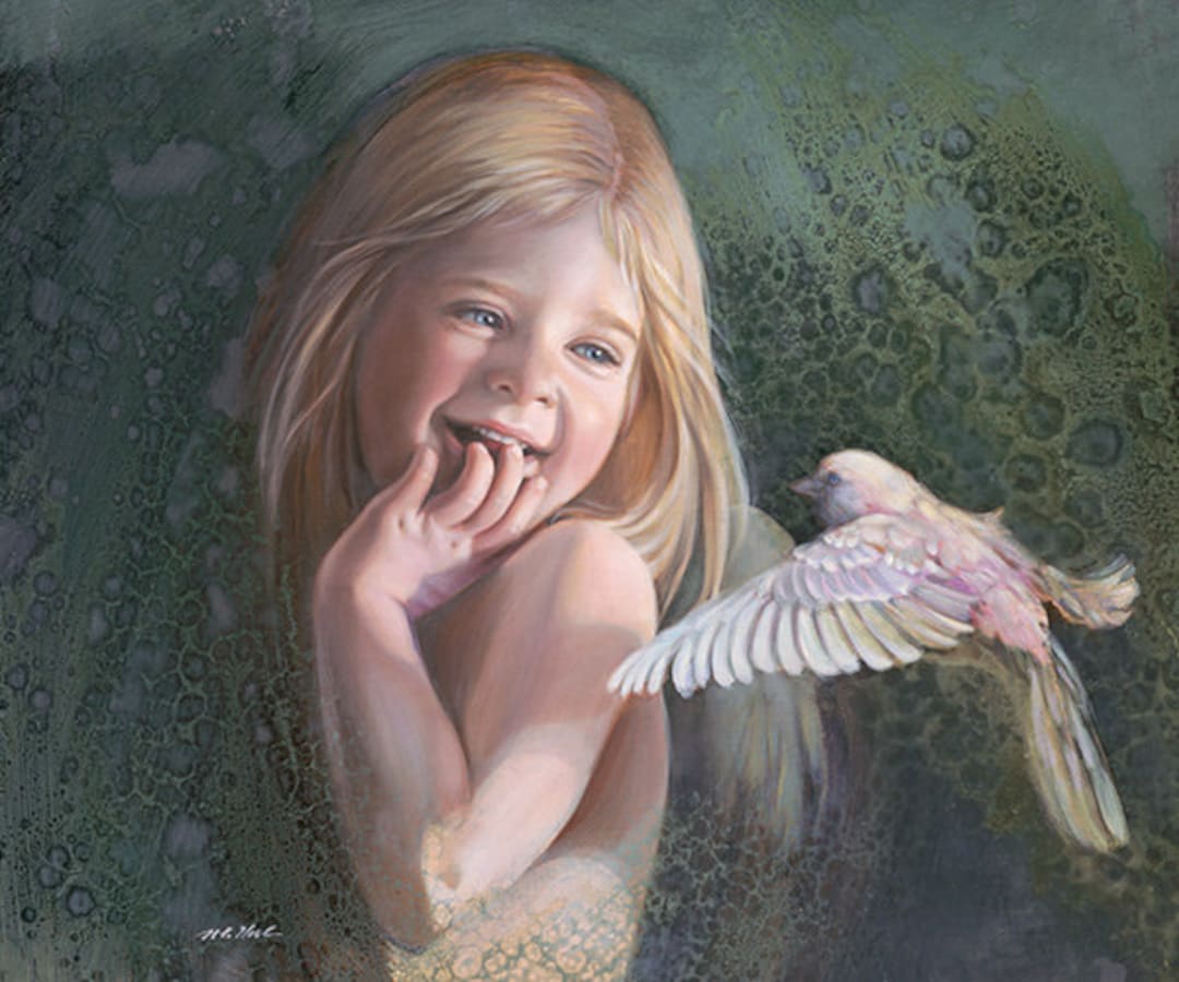 Joy - Oil Painting, Nancy Noel Art Print, Angel Art, Paper or Canvas ...
