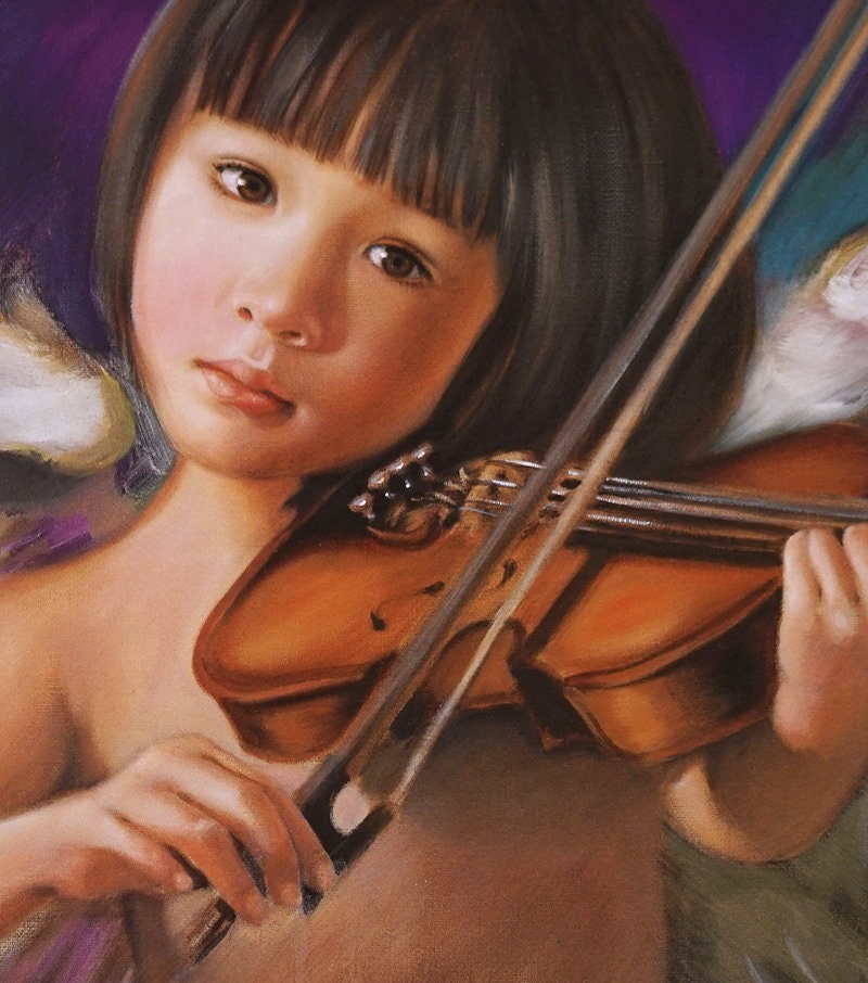 Angel Playing Violin - Vintage Nancy Noel Art Print - 16"h X 19"w - Etsy