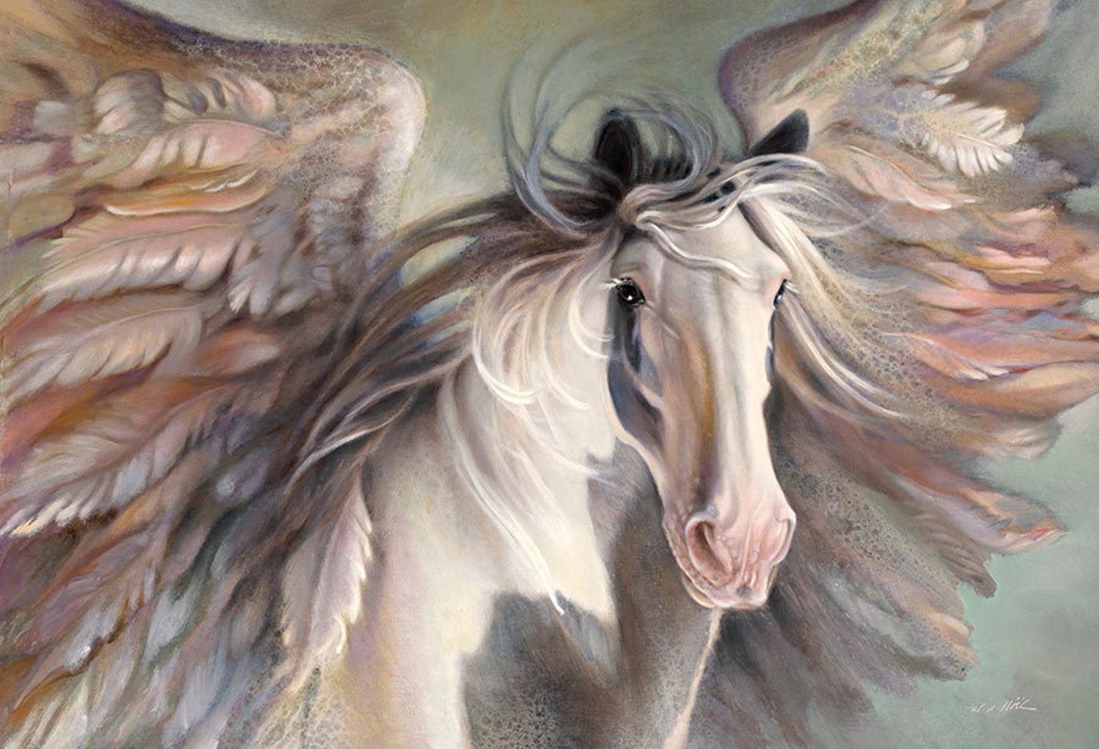 With the Wind - Oil Painting, Nancy Noel Art Print, Animal Art, Paper ...