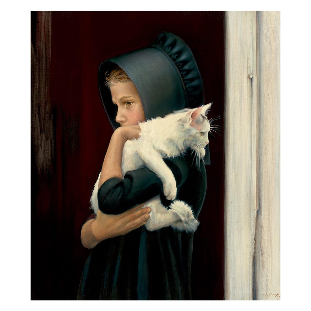 SARAH - Vintage Nancy Noel Art Print - Amish Country Girl Holding a ...