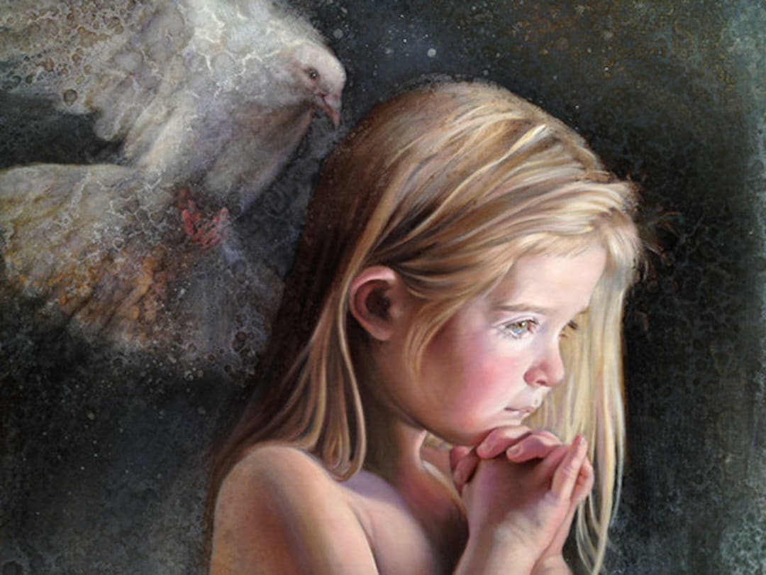 Be Still Oil Painting, Nancy Noel Art Print, Child Portrait Art, Paper ...
