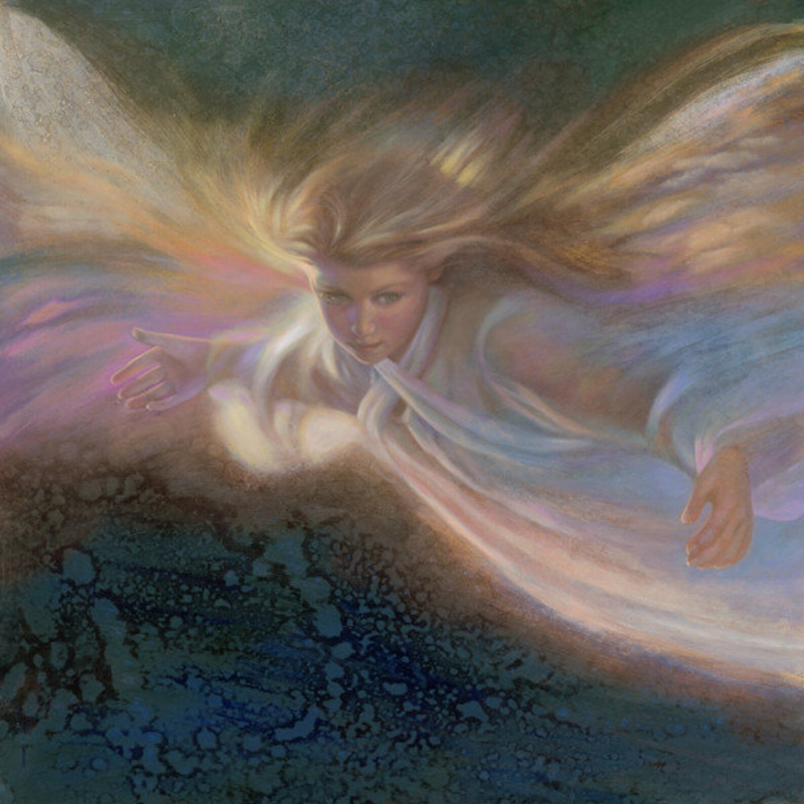 Angel at Night - Oil Painting, Nancy Noel Art Print, Angel Art, Paper ...