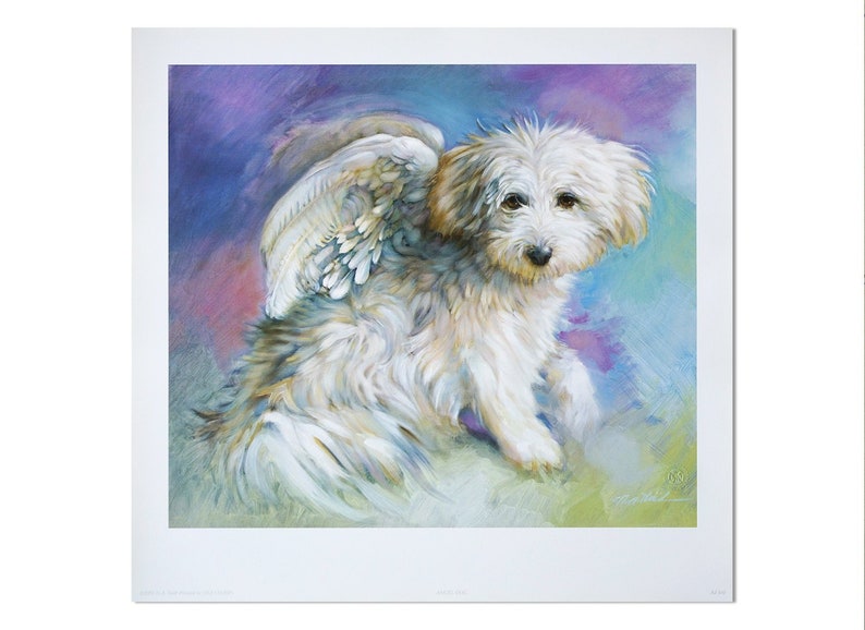 ANGEL DOG - Vintage Nancy Noel Art Print, Dog Memorial, Dog With Angel ...