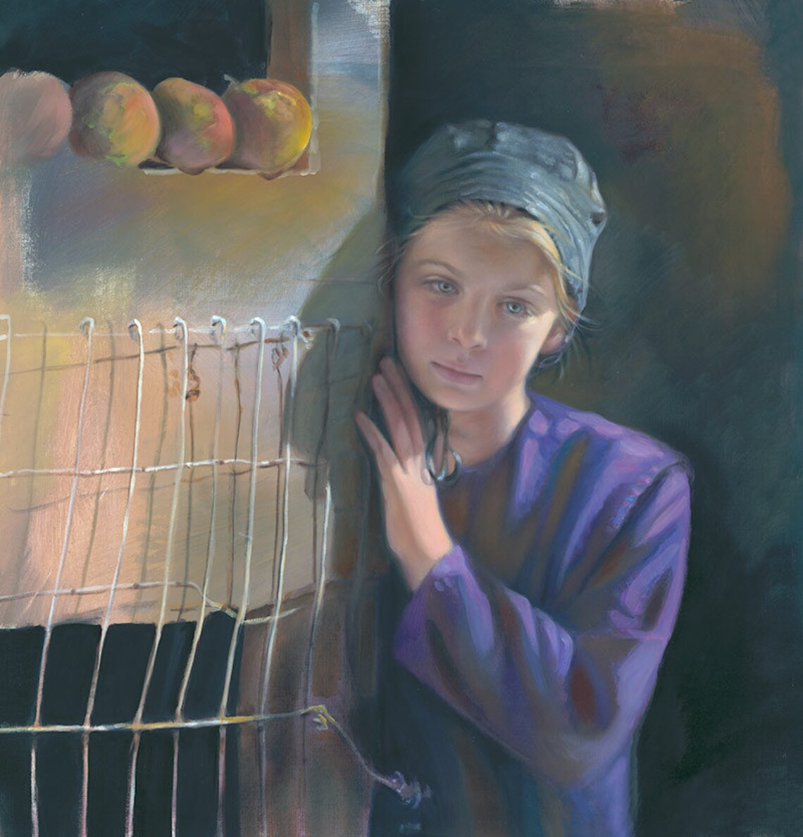 Amish Girl, Peaches, Oil Painting, Vintage Nancy Noel Art Print, Amish ...