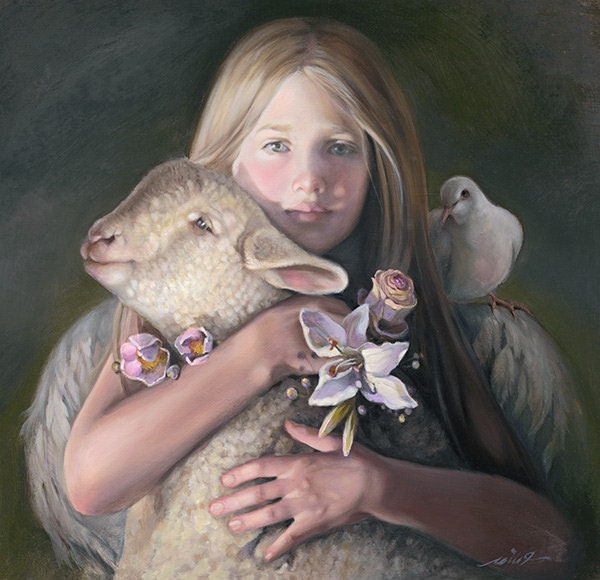 Earth Angel - Oil Painting, Nancy Noel Art Print, Angel Art, Paper or ...