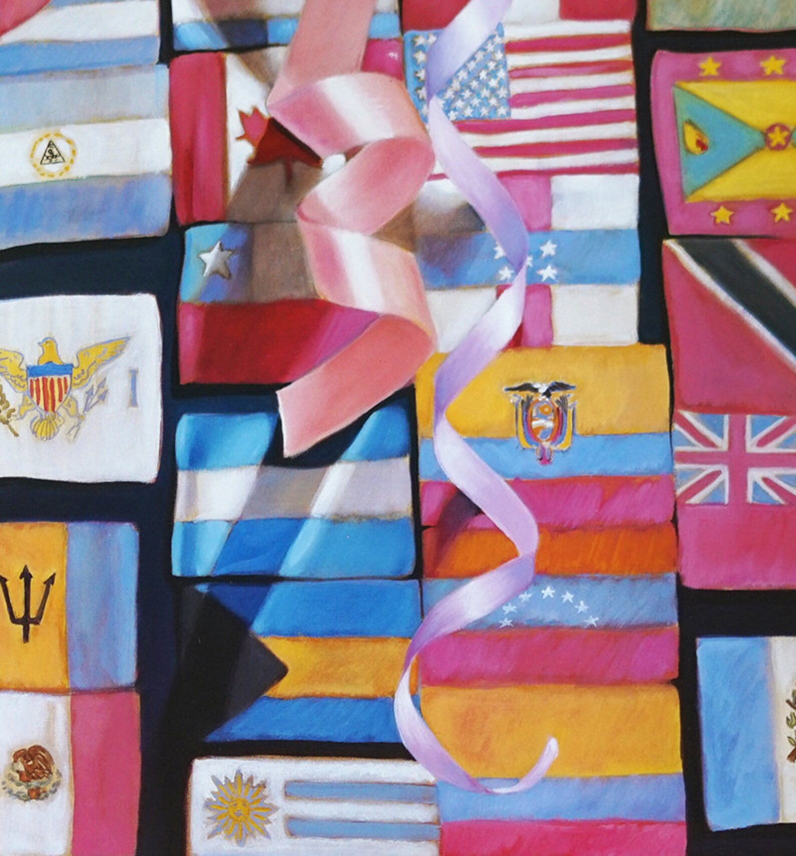World Flags Art Print, Oil Painting - Vintage Nancy Noel Art Print - 20 ...